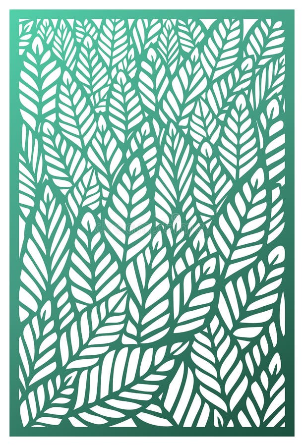 Vector Laser Cut Panel. Abstract Pattern with Leaves Template for ...
