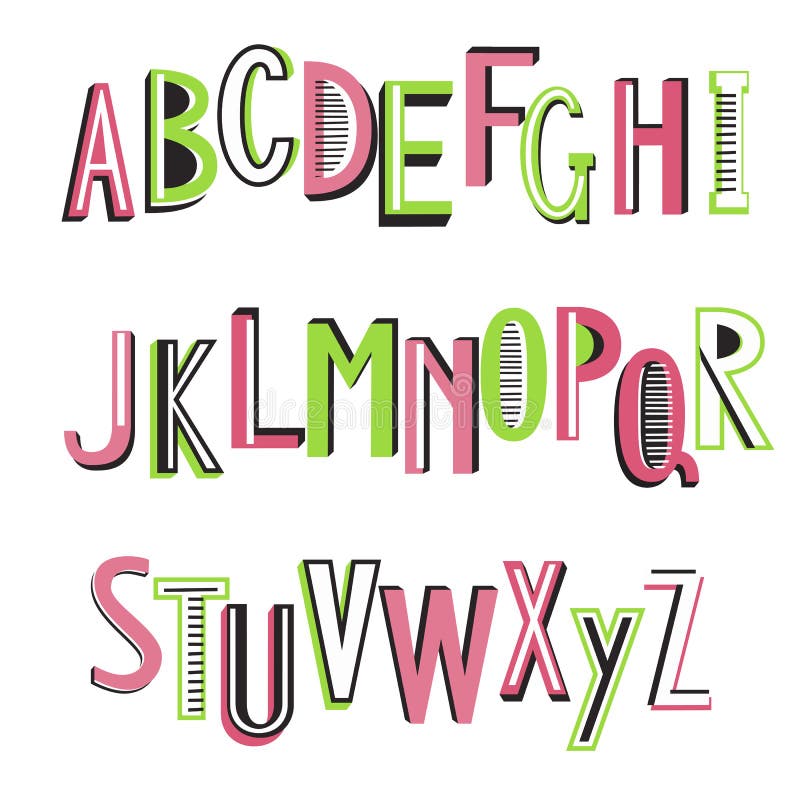 Vector Latin Striped Alphabet Stock Illustration - Illustration of cool ...