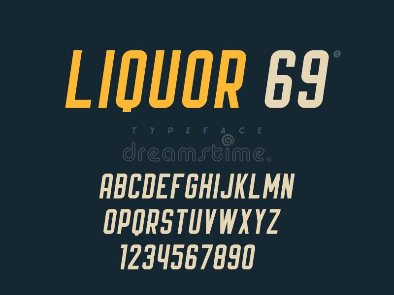 Vector Latin Uppercase Alphabet Letters and Numbers. Retro Font Stock ...