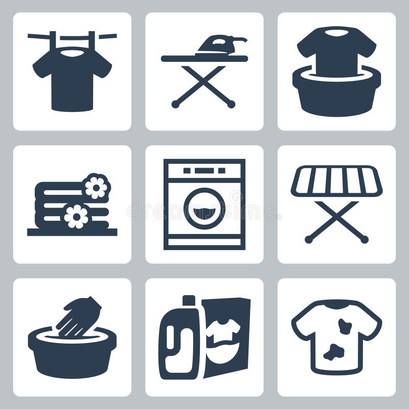 Vector laundry icons set stock vector. Illustration of bath - 39759980
