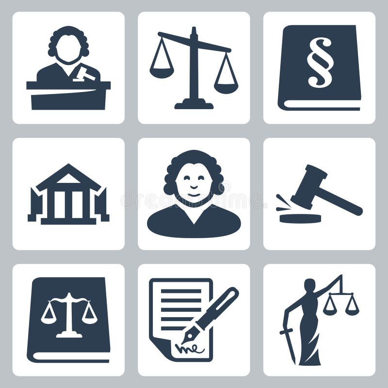 Vector Law and Justice Icons Set Stock Vector - Illustration of court ...