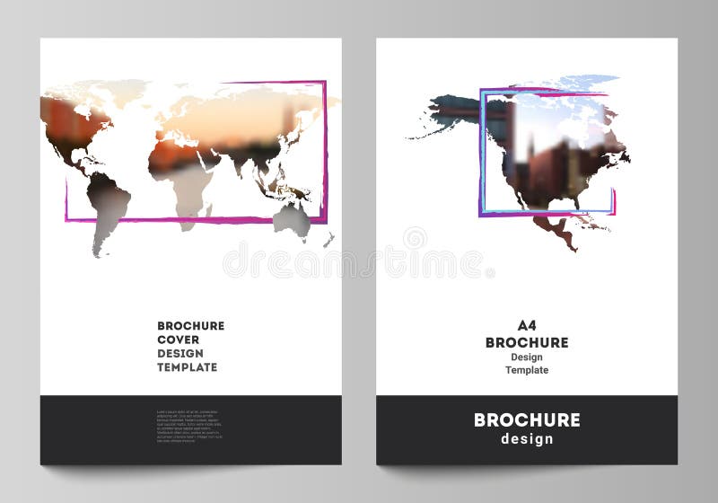 Vector Layout of A4 Cover Mockups Templates for Brochure, Flyer Layout ...