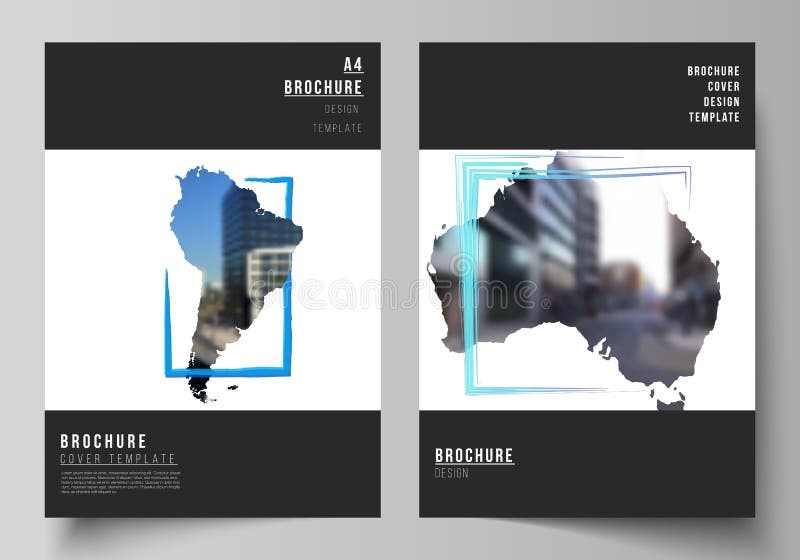 Vector Layout of A4 Cover Mockups Templates for Brochure, Flyer Layout ...