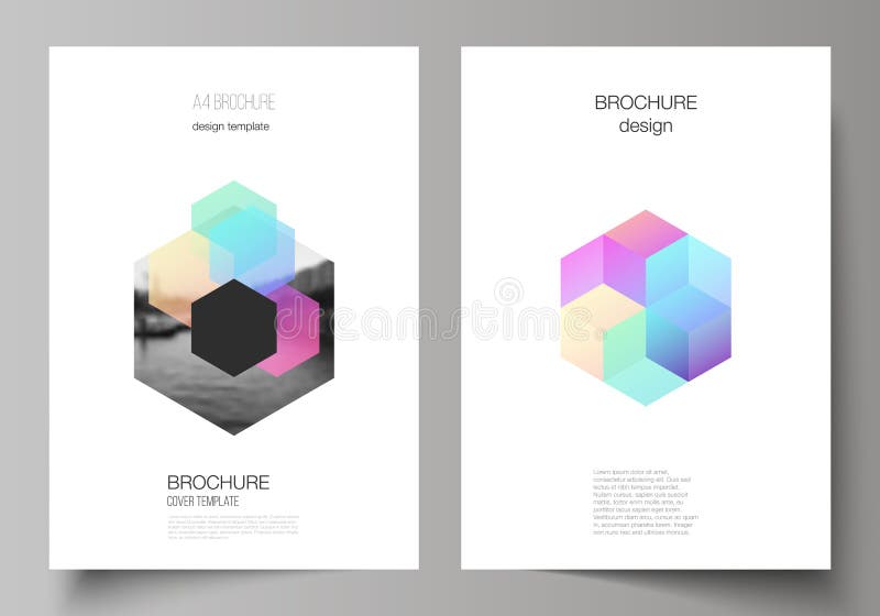 Vector Layout of A4 Format Cover Mockups Design Templates with Colorful ...