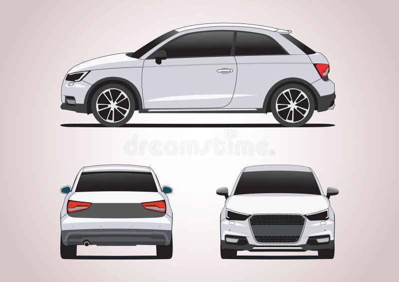 Vector Layout of a Hatchback with Three Sides Stock Vector ...