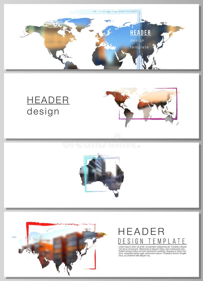Vector Layout of Headers, Banner Templates for Website Footer Design ...