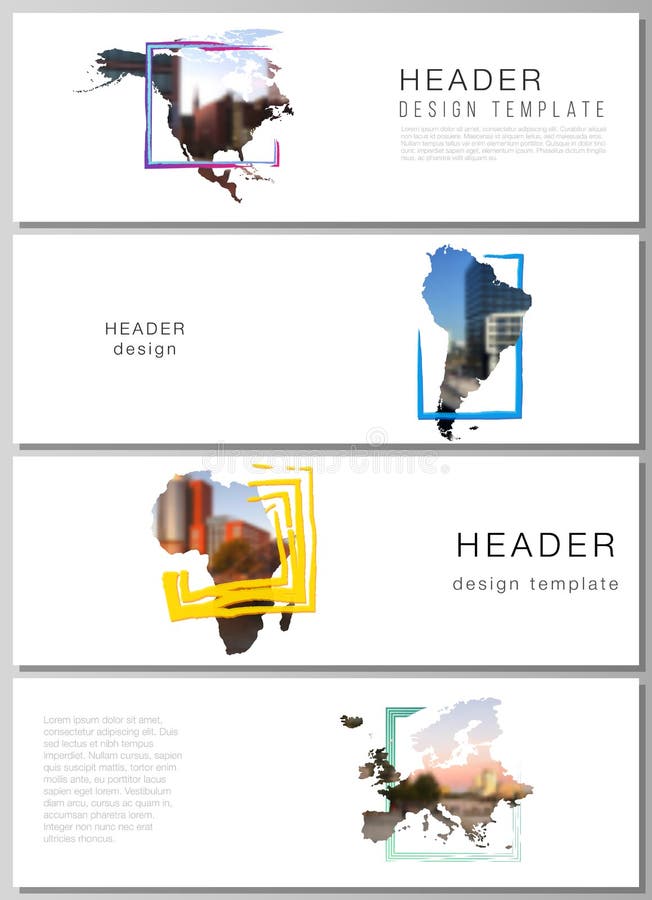 Vector Layout of Headers, Banner Templates for Website Footer Design ...