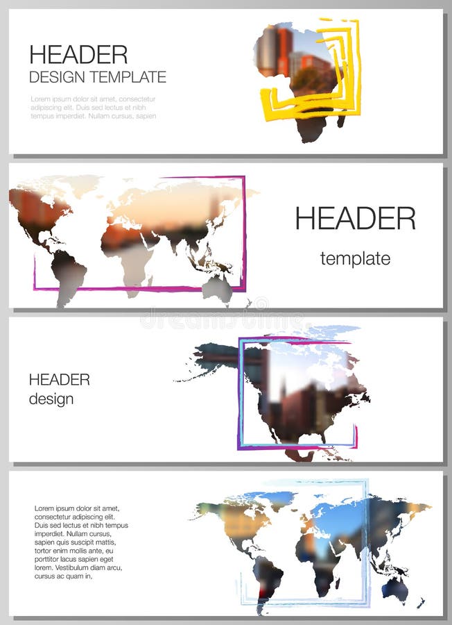 Vector Layout of Headers, Banner Templates for Website Footer Design ...