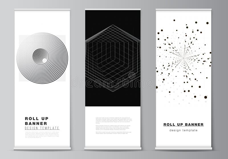 Vector Layout of Roll Up Design Templates for Vertical Flyers, Flags ...