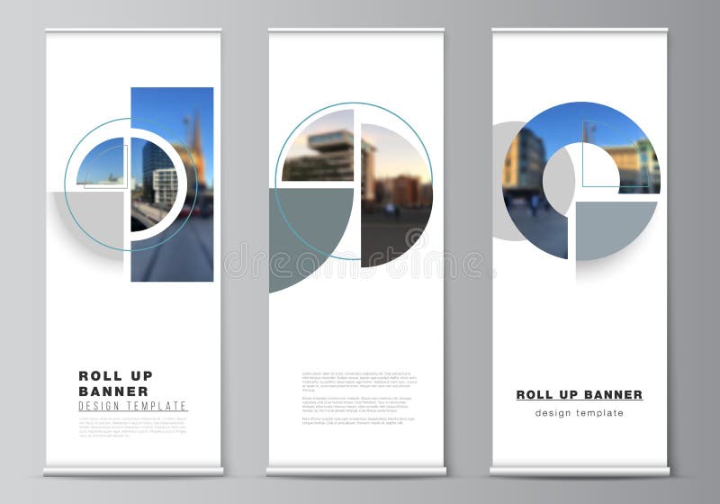 Vector Layout of Roll Up Mockup Design Templates for Vertical Flyers ...