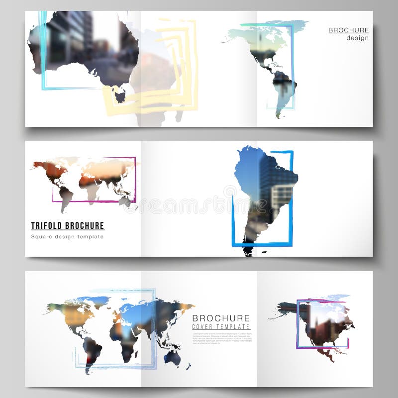 Vector Layout of Square Format Cover Templates for Trifold Brochure ...