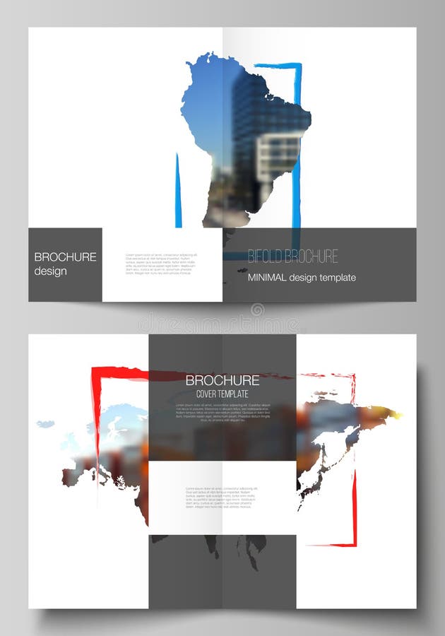 Vector Layout of Two A4 Cover Mockups Templates for Bifold Brochure ...