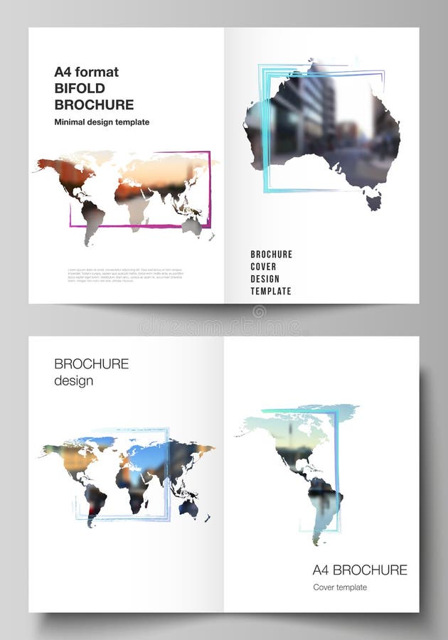 Vector Layout of Two A4 Cover Mockups Templates for Bifold Brochure ...