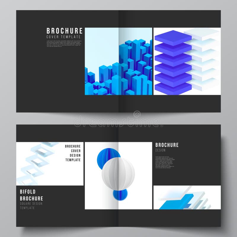 Vector Layout of Two Covers Template for Square Bifold Brochure, Flyer ...