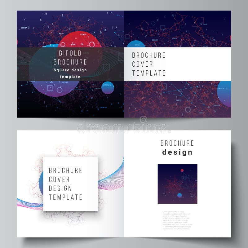Vector Layout of Two Covers Templates for Square Bifold Brochure, Flyer ...