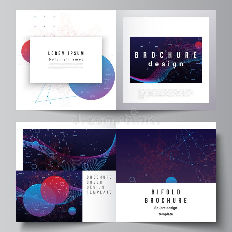 Vector Layout of Two Covers Templates for Square Bifold Brochure, Flyer ...