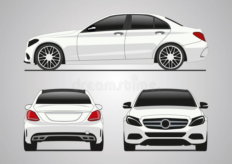 Vector Layout of White Sedan Stock Vector - Illustration of front ...