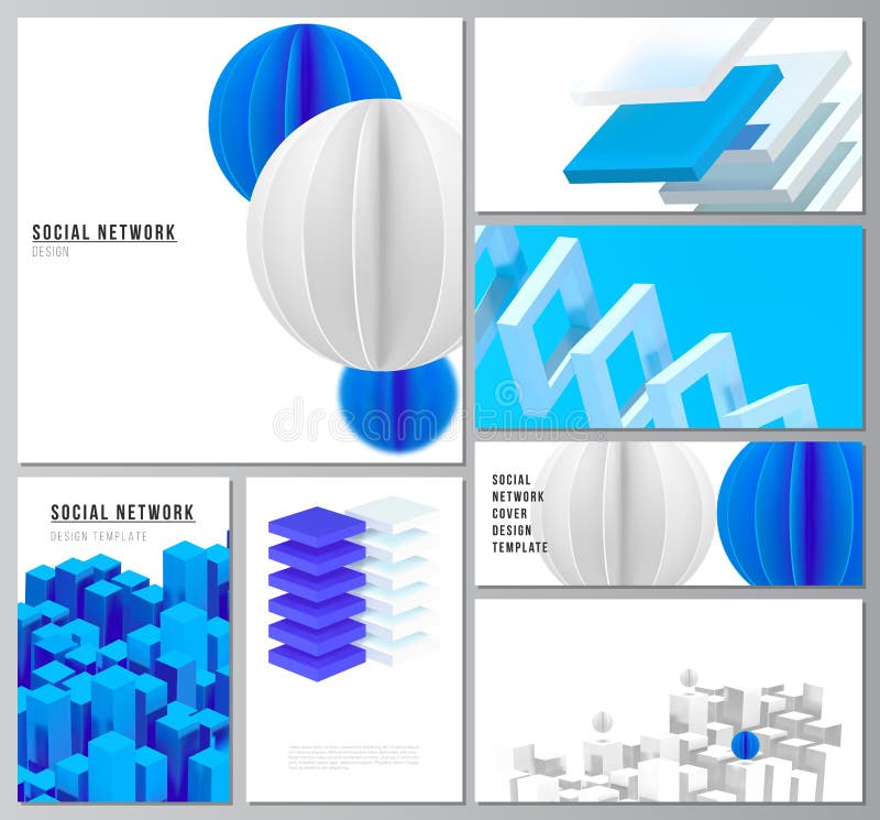 Vector Layouts of Modern Social Network Mockup for Cover Design ...