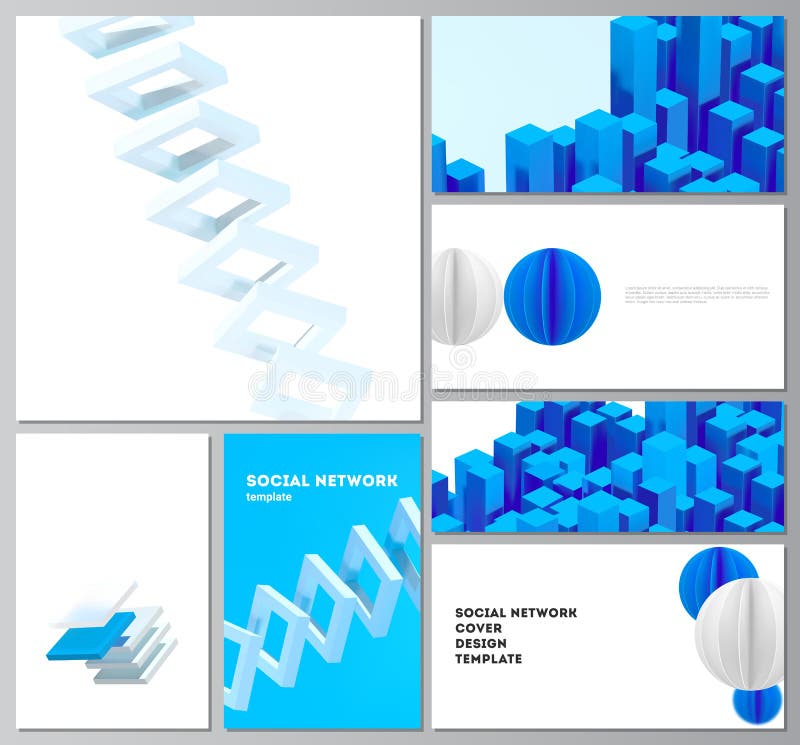 Vector Layouts of Modern Social Network Mockup for Cover Design ...