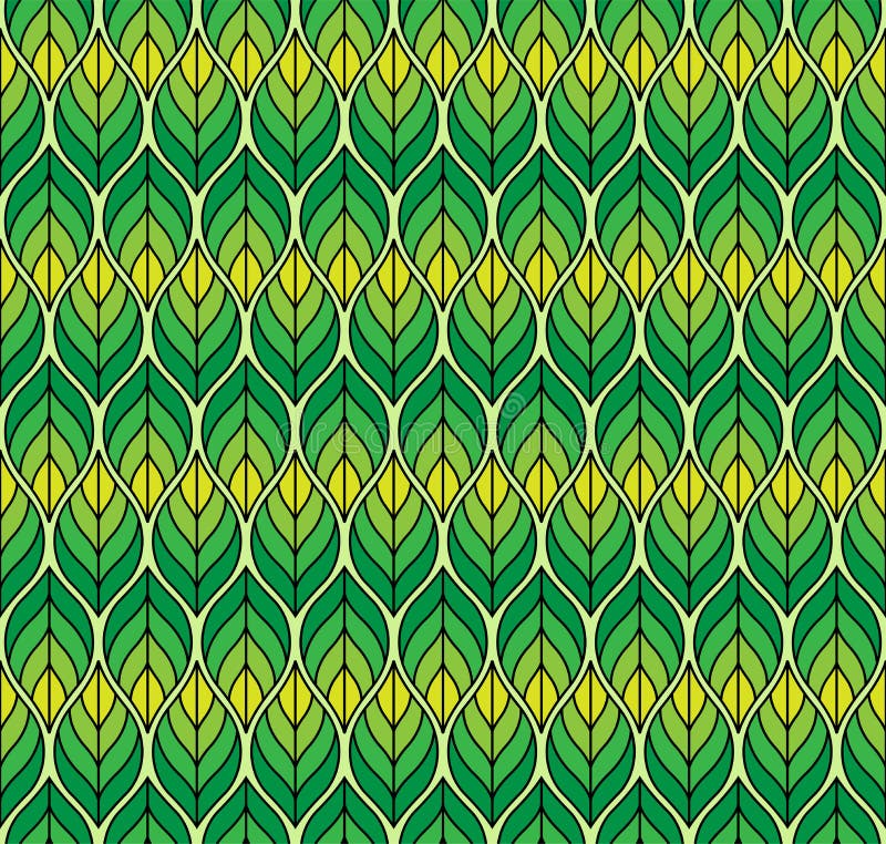 Vector Leaves Seamless Pattern. Abstract Grid Background. Geometric ...