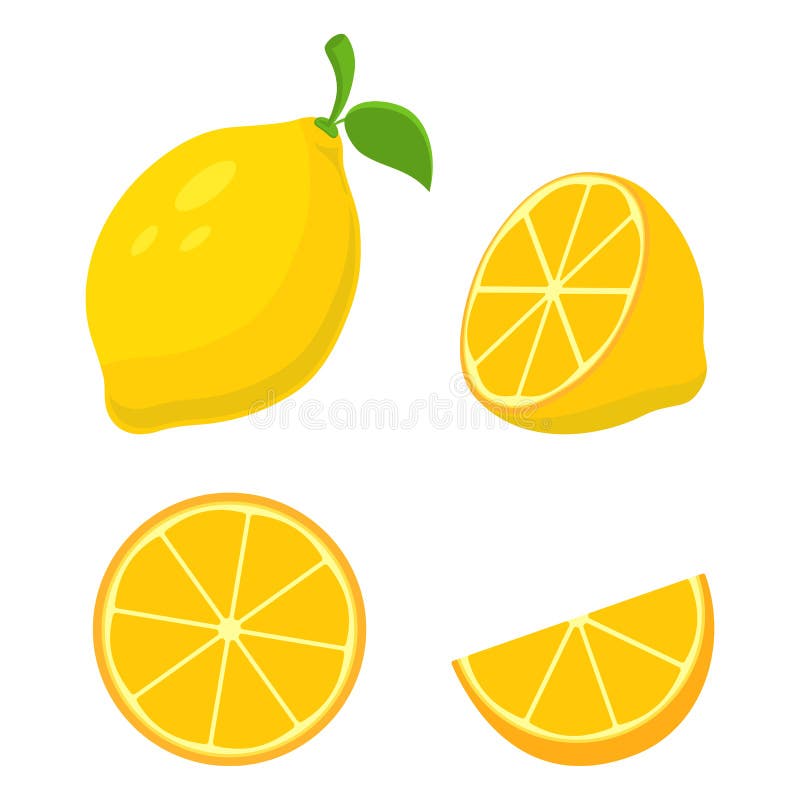 Lemon Set Vector Icon, Fresh Lemon Fruits, Collection of Vector ...