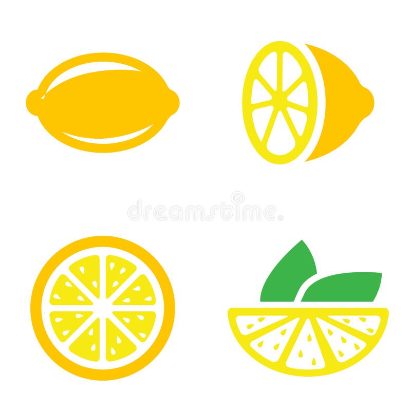Lemon icons 9 set stock vector. Illustration of piece - 96085522