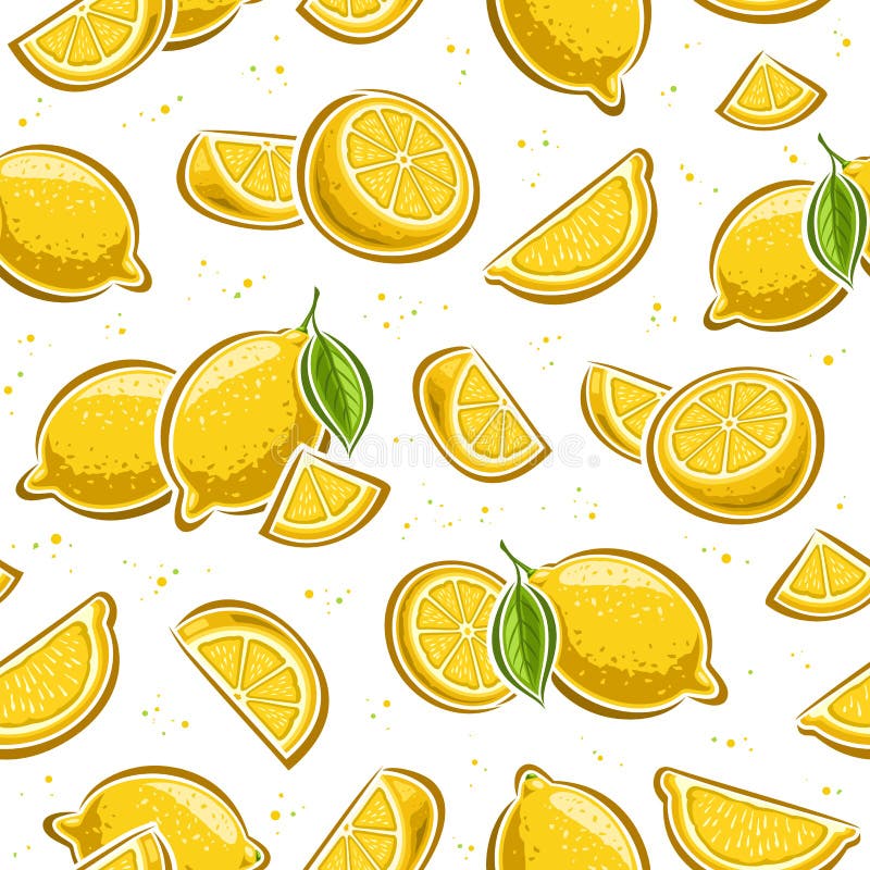 Vector Lemon Seamless Pattern Stock Vector - Illustration of icon ...