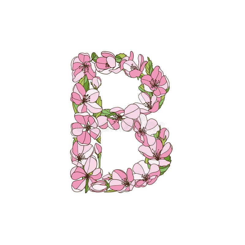 Vector Letter B of Apple Tree Flowers. Stock Vector - Illustration of ...