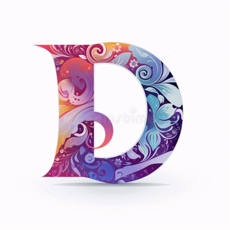 Vector Letter D with Abstract Floral Pattern. Can Be Used for Your ...