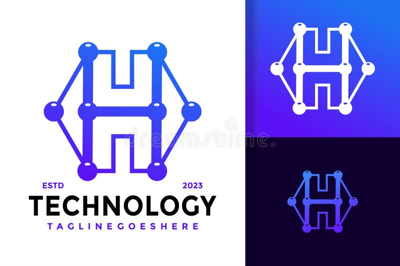 Vector Letter H Hexagon Technology Science Dots Logo Stock Vector ...