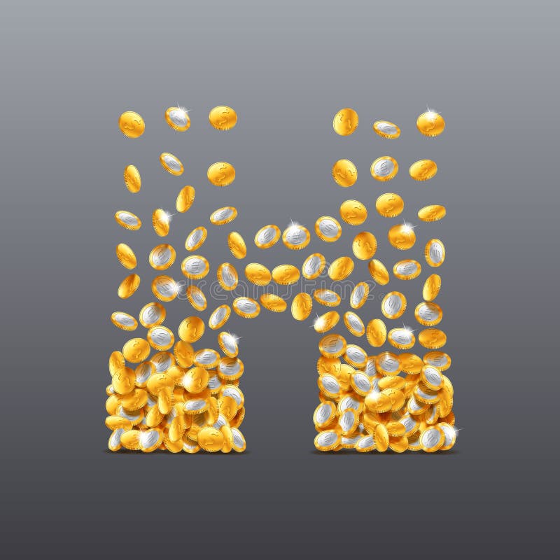 Vector Letter H Made of Coins Filling Character Stock Vector ...