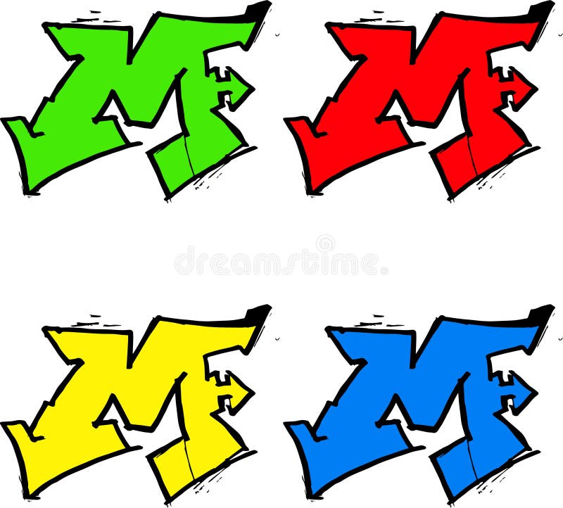 Vector Letter M with Various Colors, Drawn in Graffiti Style Stock ...