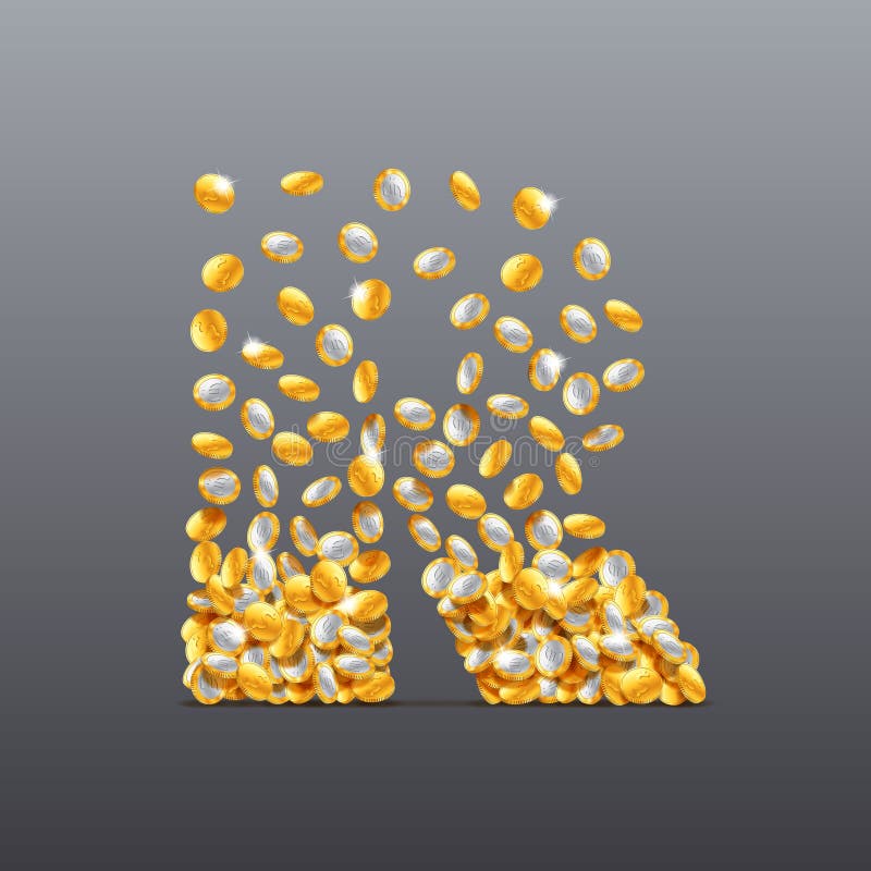 Vector Letter R Made of Coins Filling Character. Stock Vector ...
