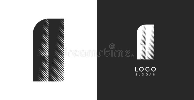 A Vector Letter. Sharp Contrast Monogram Strike Diagonal Hatching for ...