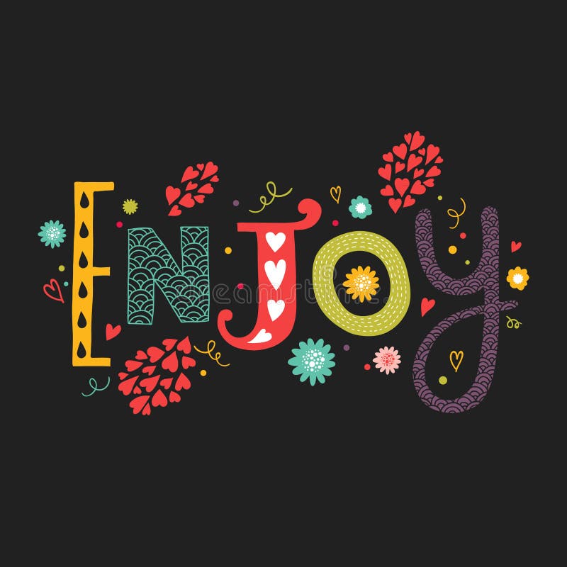 Vector Lettering Enjoy with Decorative Flower Stock Vector ...
