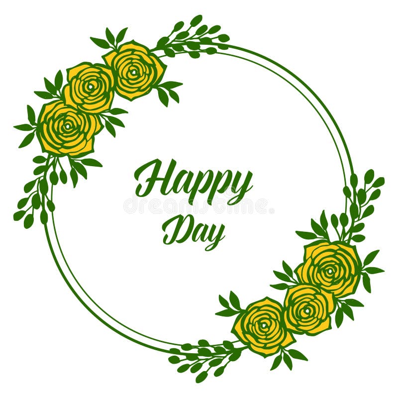 Vector Lettering Happy Day with Green Floral Frame Stock Vector ...