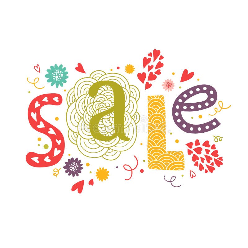 Vector Lettering Sale with Decorative Floral Stock Vector ...