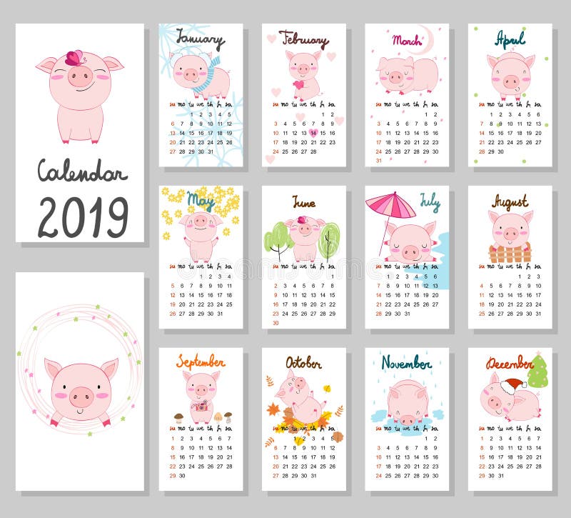 Leuke Kalender 2018 vector illustratie. Illustration of samenvatting ...
