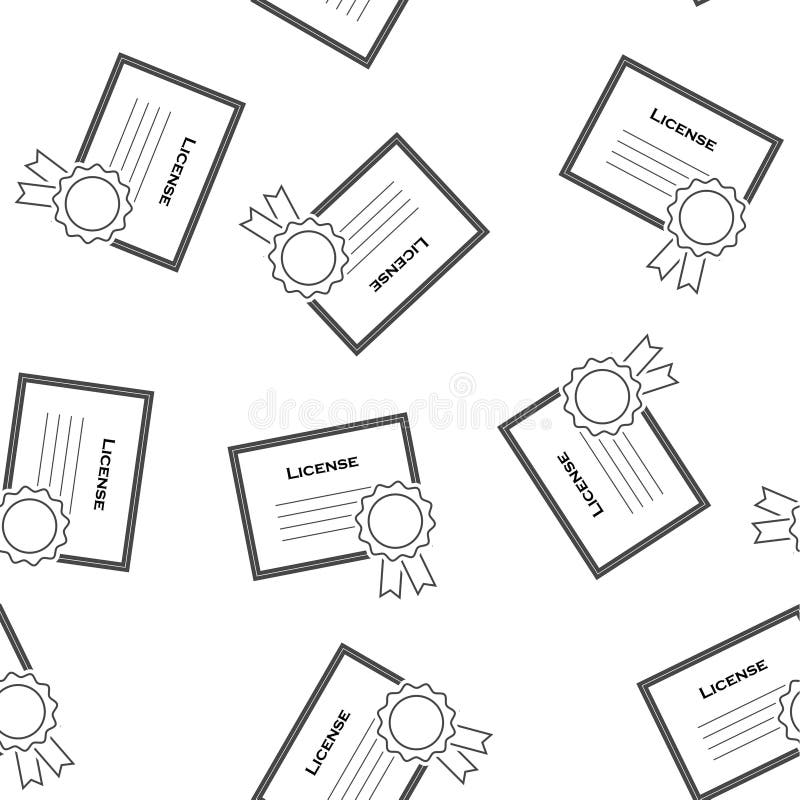 Vector License Certificate Icon Seamless Pattern on a White Background ...