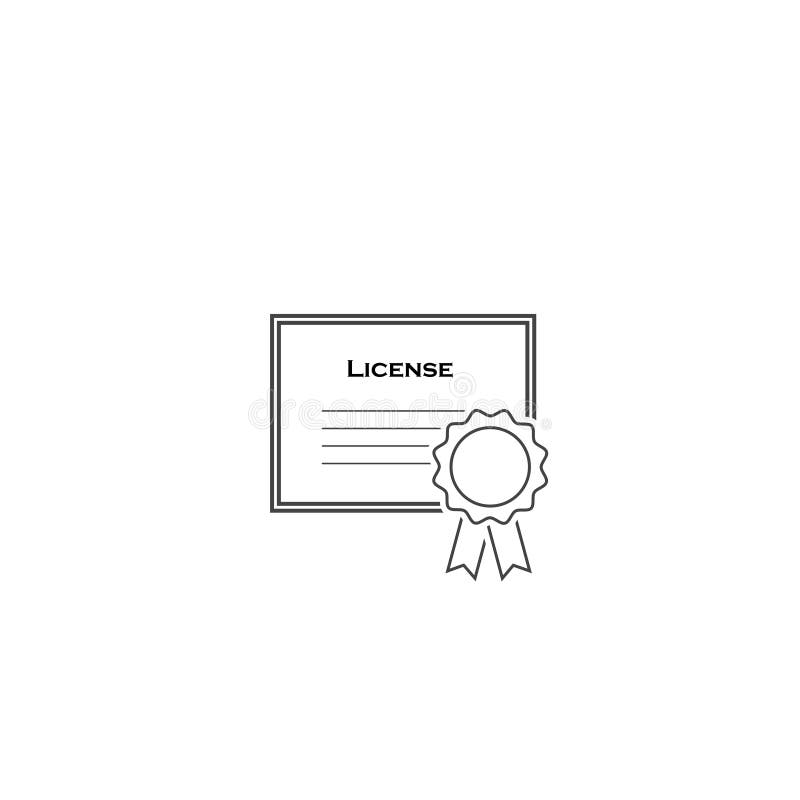 Vector License Certificate Icon on White Isolated Background Stock ...