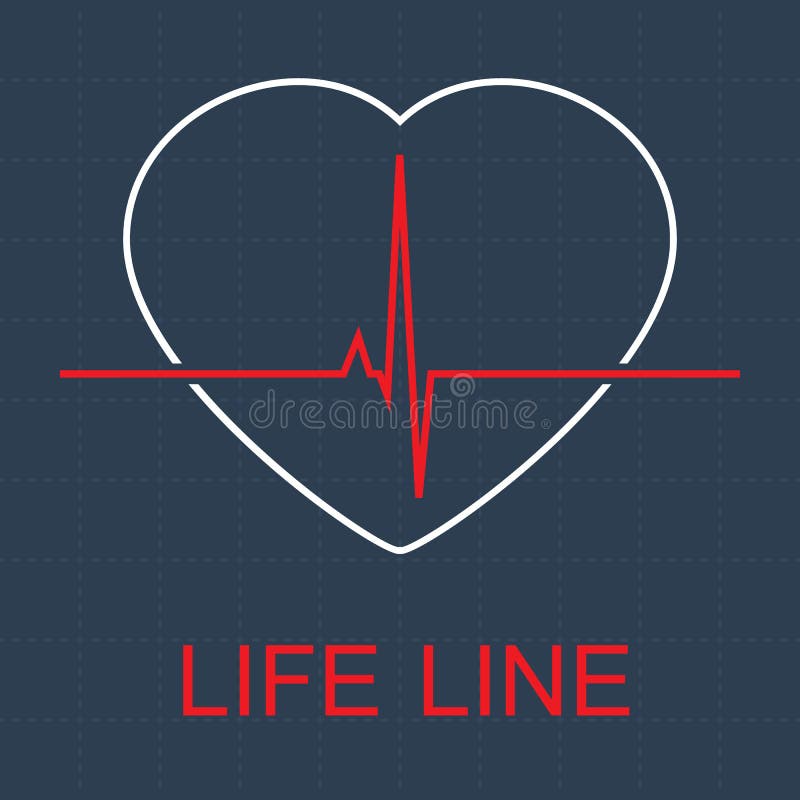 Vector Life Line and Pulse in Heart Stock Vector - Illustration of ...