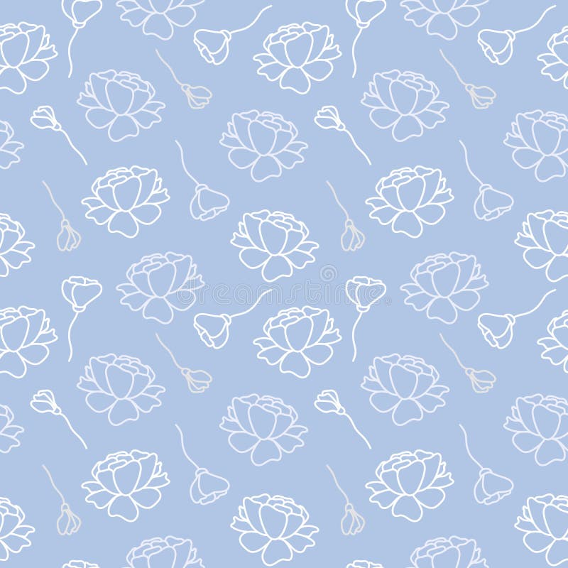 Vector Light Blue Simple Hand Drawn Seamless Pattern Background Stock ...