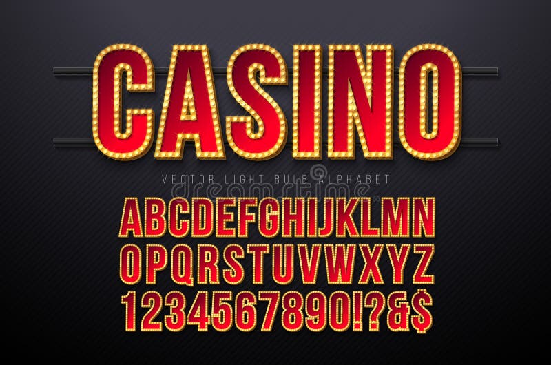 Vector Light Bulb Alphabet with Gold Frame and Shadow on Black ...