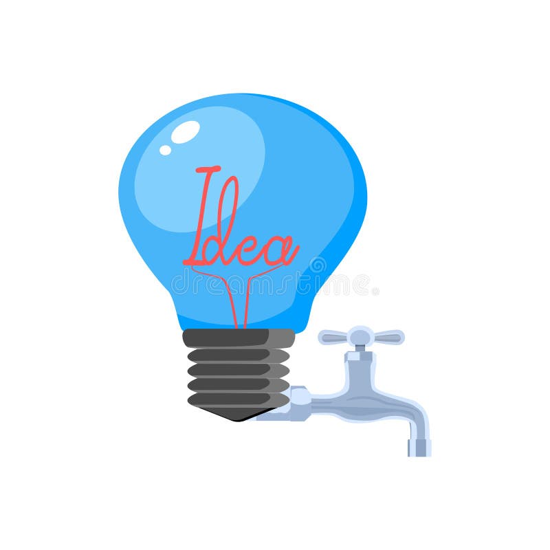 Vector Light Bulb and Faucet Idea.Ideas for Creating Money Stock Vector ...