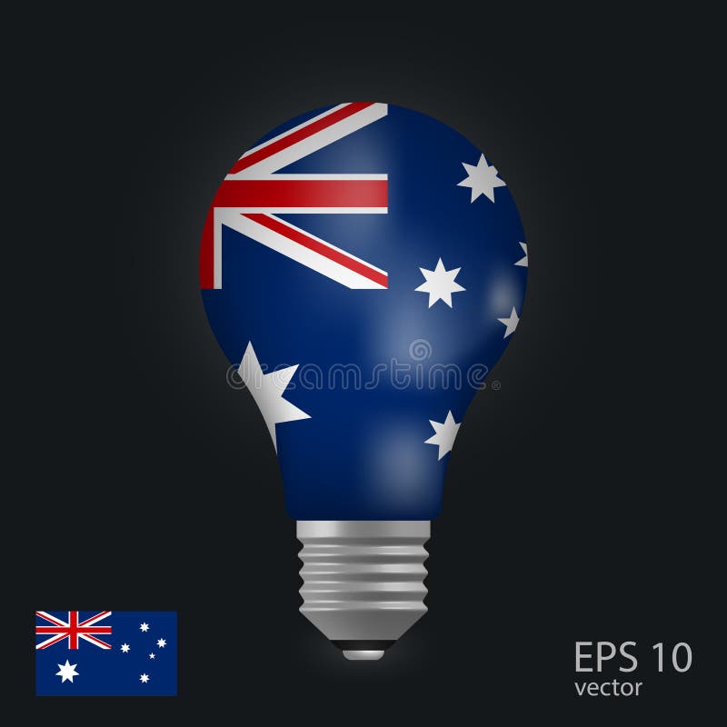 Vector Light Bulb with Flag of Australia, 3D Rendering Isolated on Gray ...