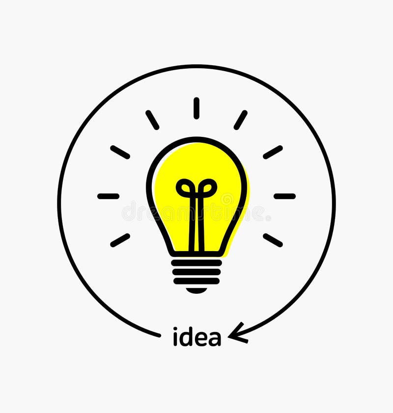 Vector Light Bulb Icon with Concept of Idea. Brainstorming. Stock ...
