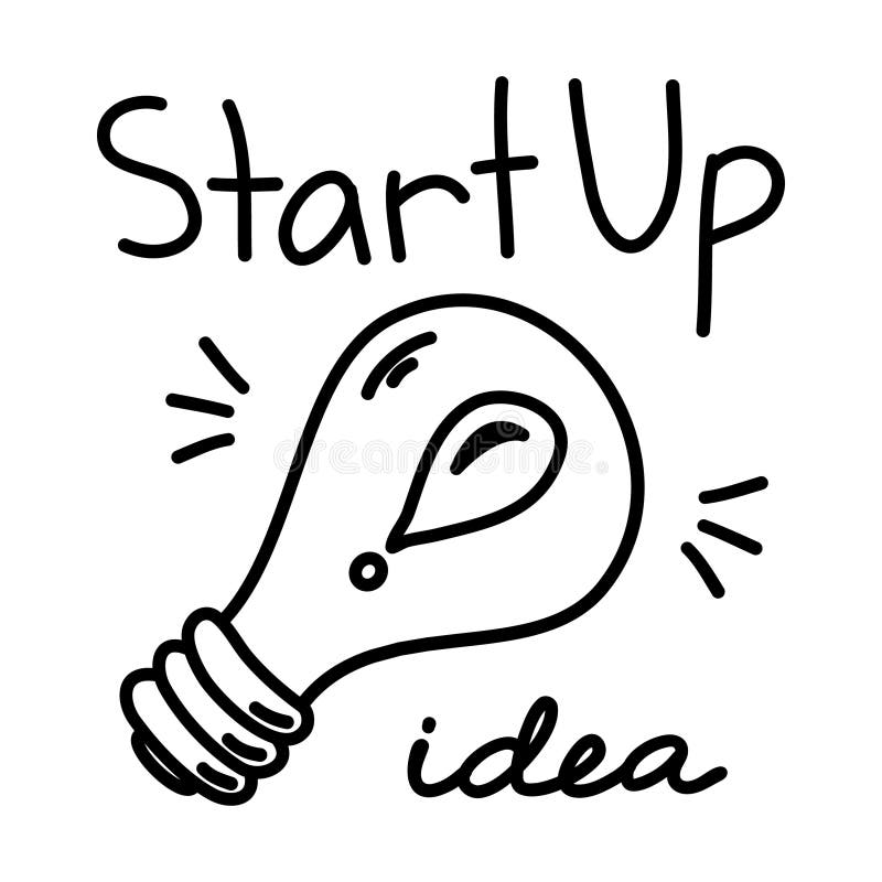 Vector Light Bulb Icon with Concept of Start Up Idea. Doodle Hand Drawn ...