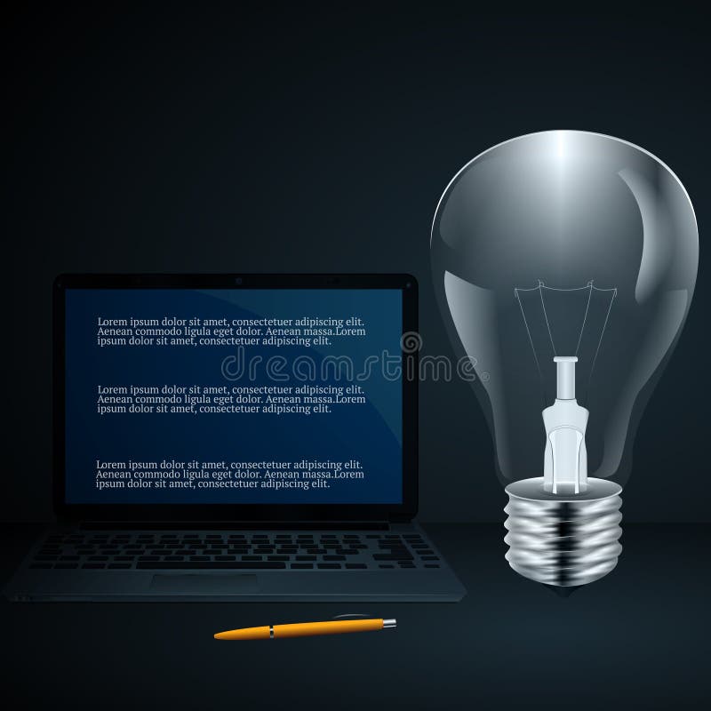 Vector Light Bulb with Infographic Elements and World Map, for Design ...