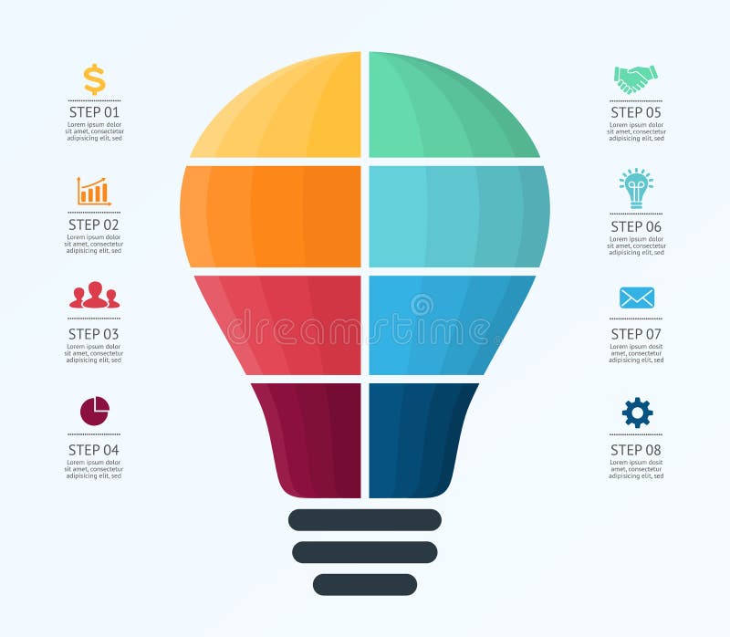 Vector Light Bulb Infographics Set. 3, 4, 5, 6, 7 Options, Parts, Steps ...