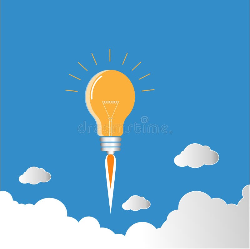 Vector of Light Bulb Launch. Light Bulb in a Flat Style Stock ...